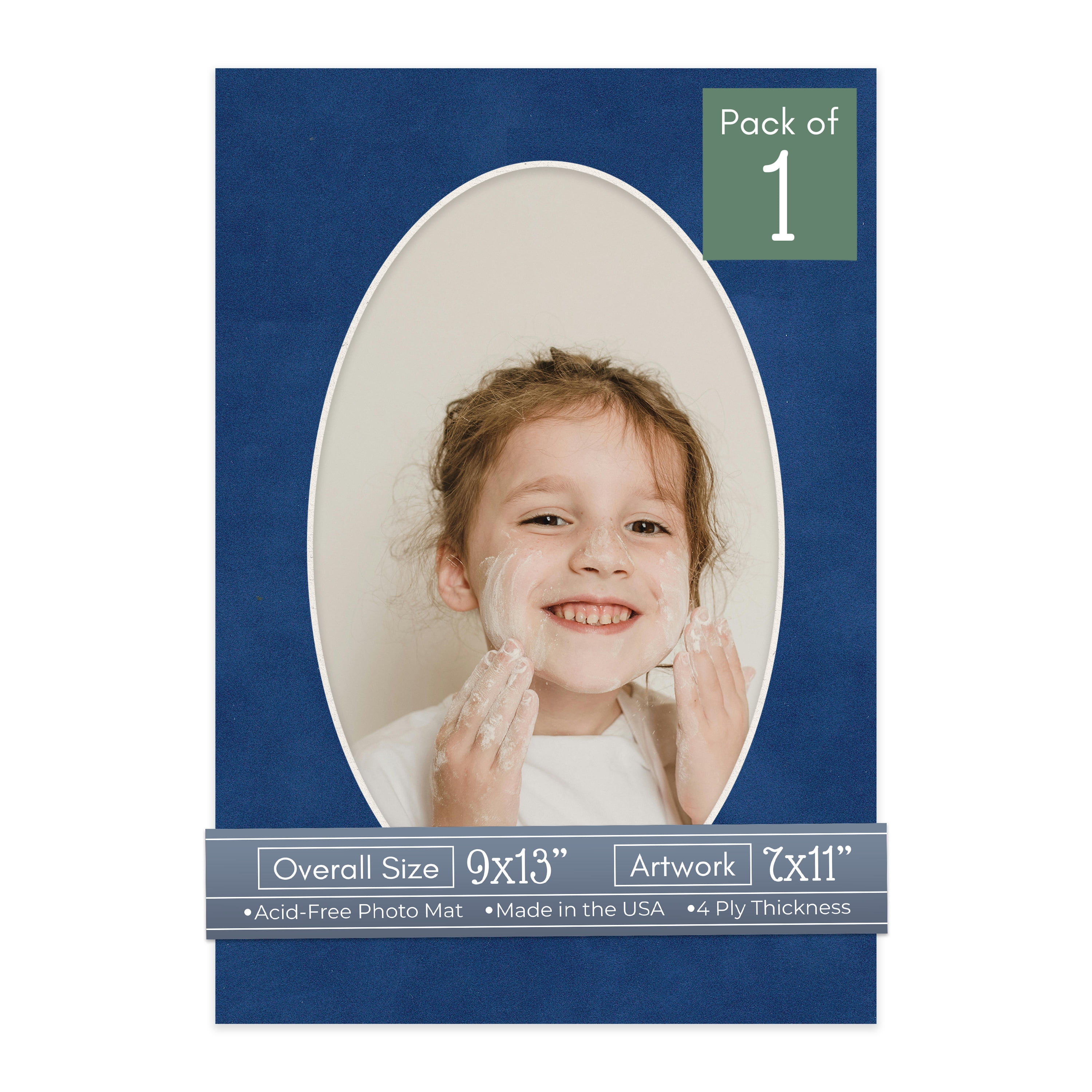 Brooke Blue Suede Picture Frame Mat for 9x13 Frames - Oval Opening for ...