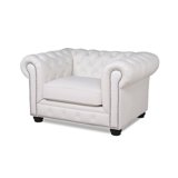 Brookfield Leather Chesterfield Accent Chair In Blanco - Walmart.com