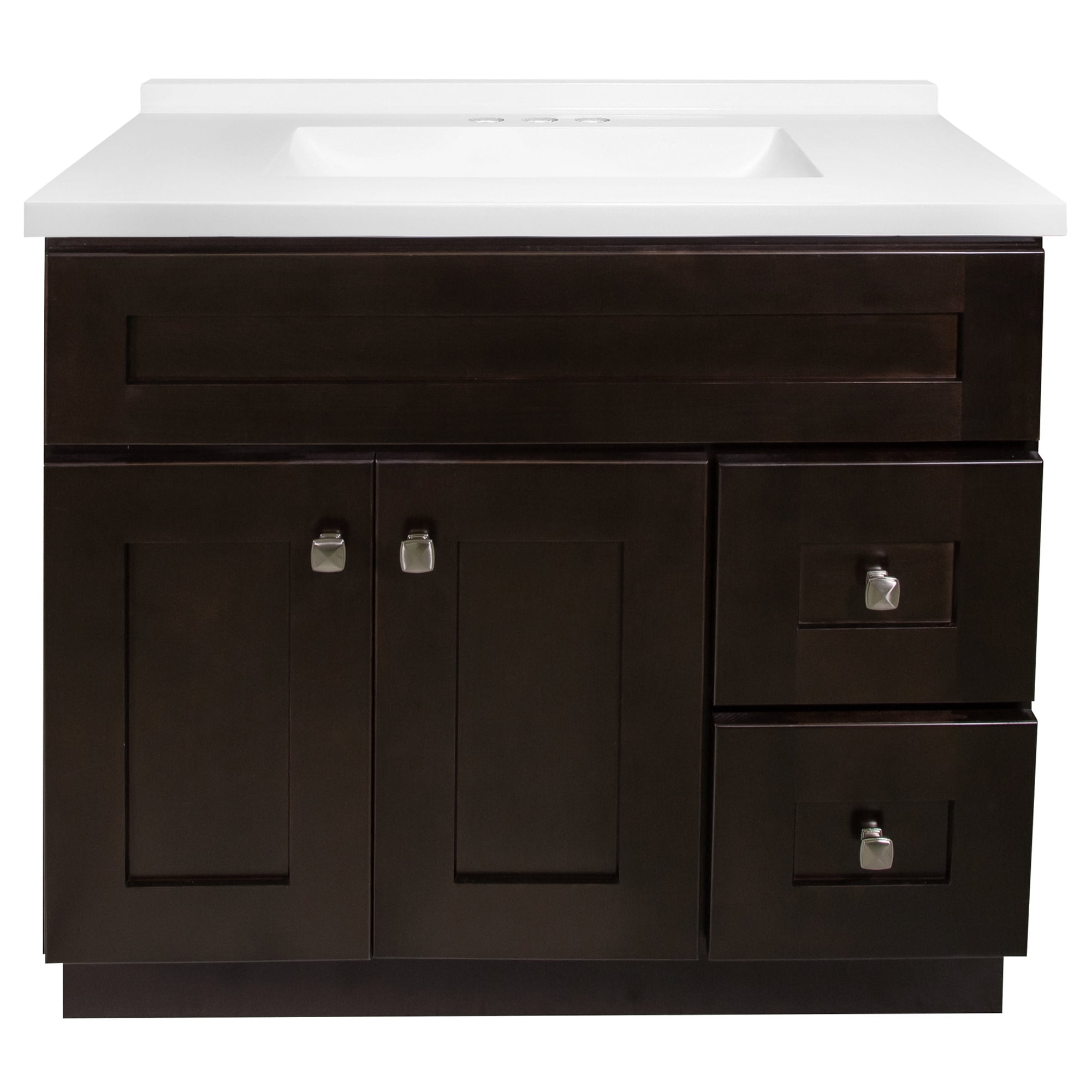Brookings 37" Solid Wood Vanity in Espresso with Modern Sink Top Fully ...