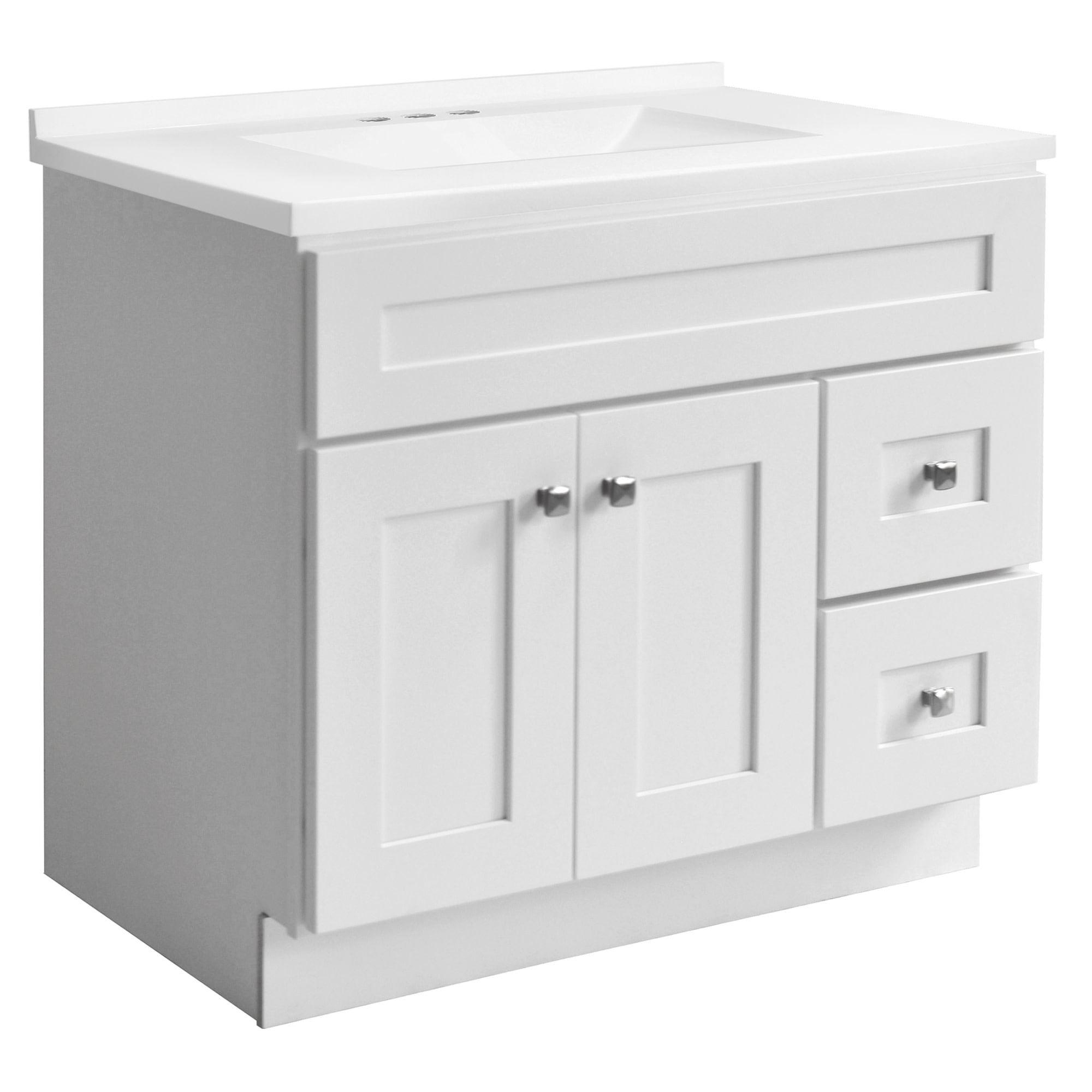 Brookings 37" Wood Vanity Sherwin Williams in White w/ Modern Sink ...