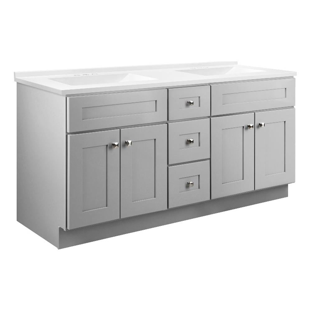 Brookings 61 Inch Bathroom Vanity with Cultured Marble Top, Assembled ...