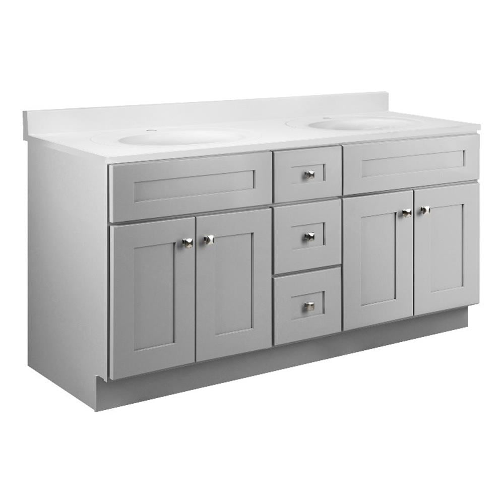 Brookings 61 Inch Bathroom Vanity with Cultured Marble Top, Assembled ...