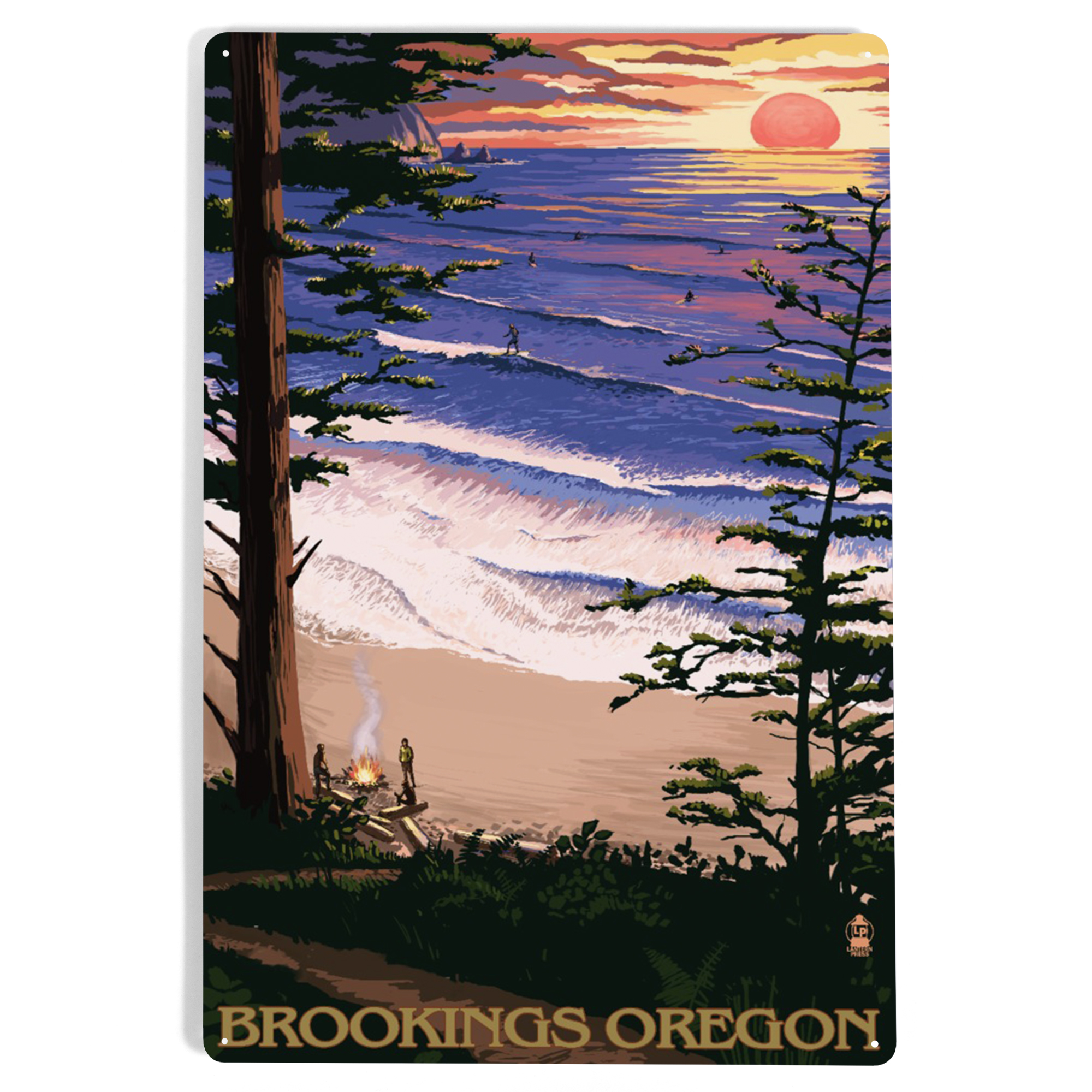 Brookings, Oregon, Sunset Surfers (12x18 Aluminum Art, Indoor Outdoor ...