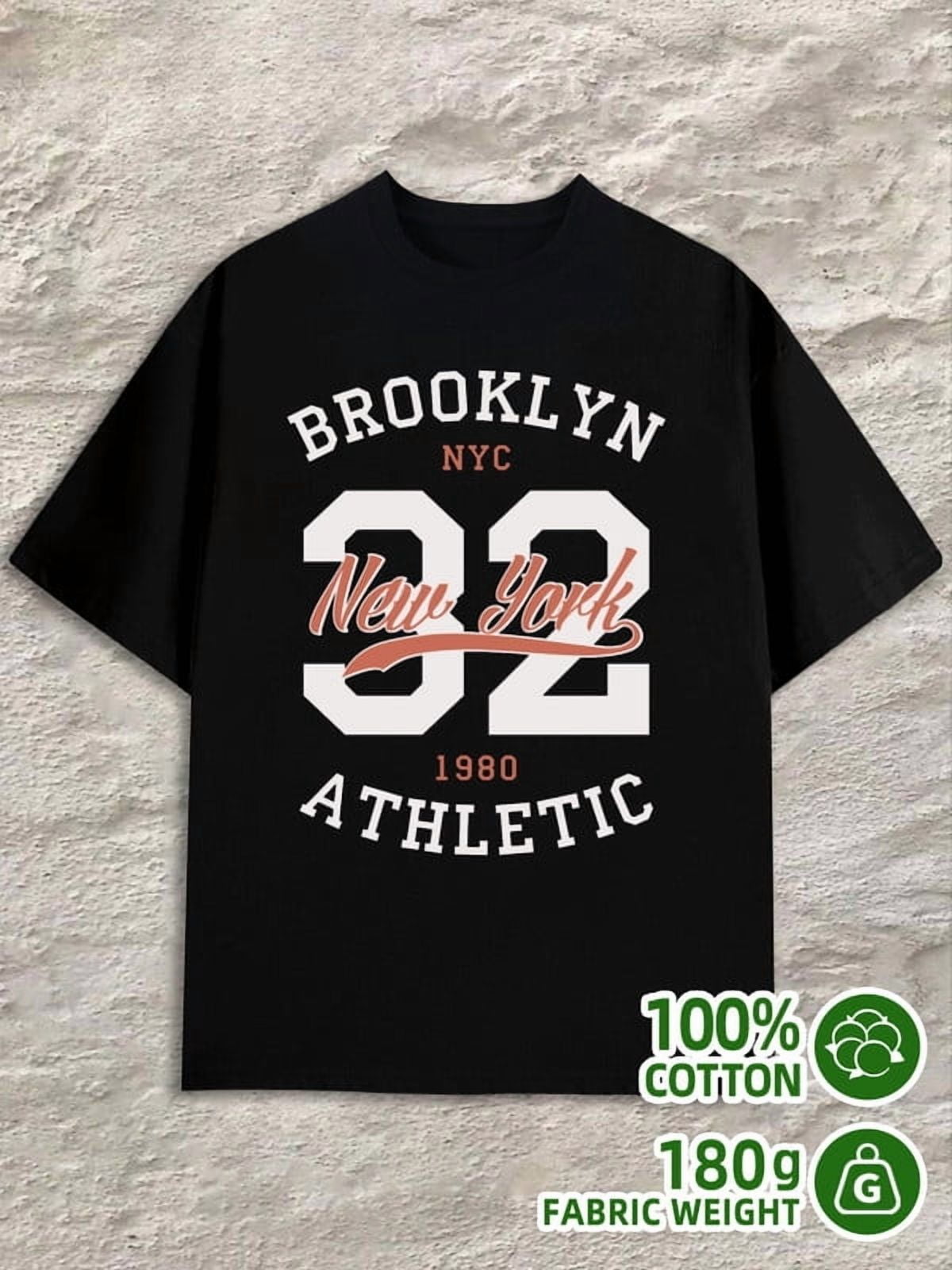 Brooklyn 1980 T-Shirt for men black 180G 100% Cotton New spring and ...