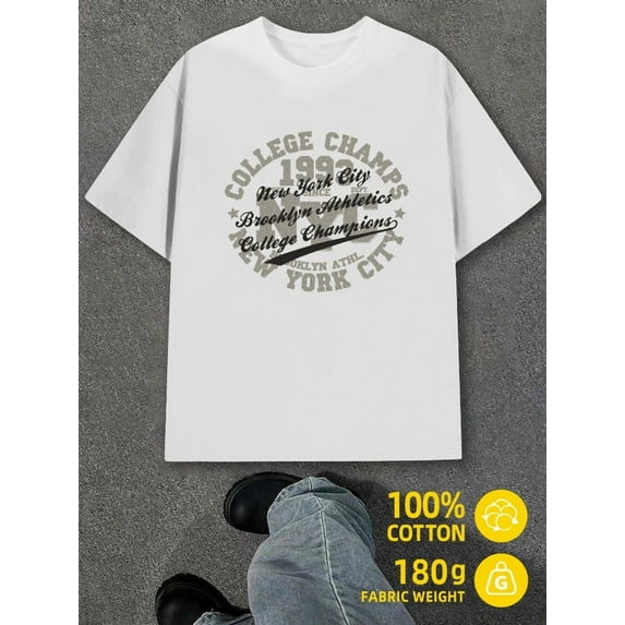Brooklyn 1992 Champs men's white 180G 100% Cotton New spring and fall ...