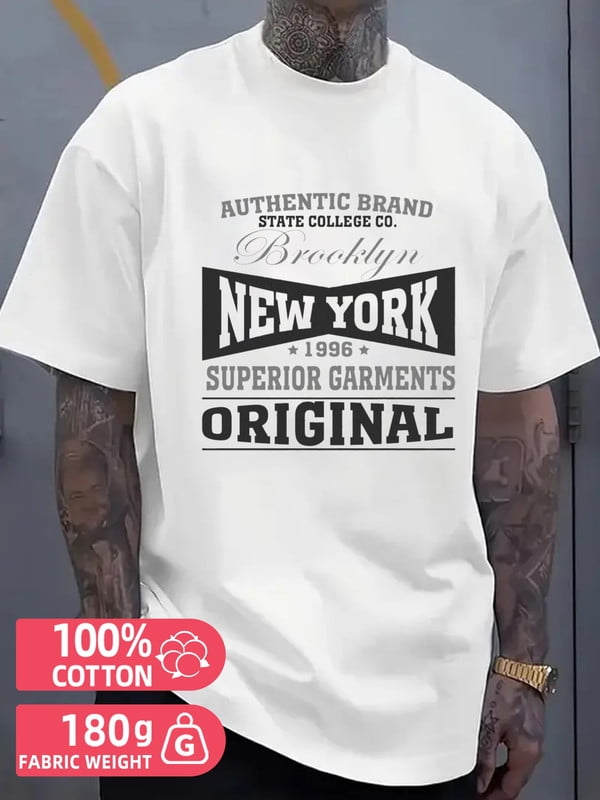 Brooklyn 1996 Tee mens white 180G 100% Cotton Regular Fit,Everyday ...