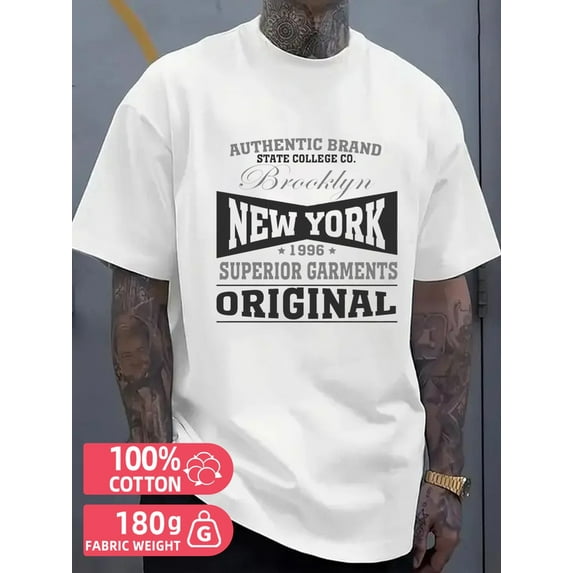 Brooklyn 1996 Tee mens white 180G 100% Cotton Regular Fit,Everyday ...
