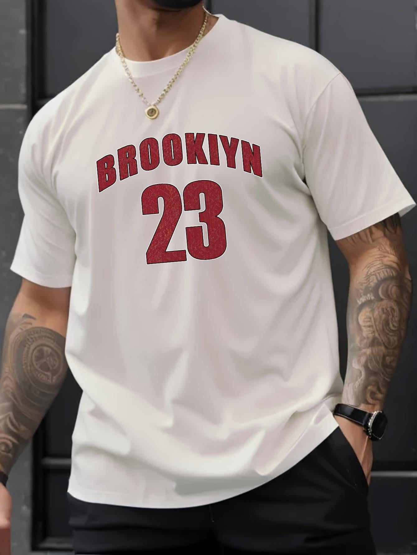 Brooklyn 23 Print Men's Casual T-Shirt - Soft Polyester, Crew Neck ...