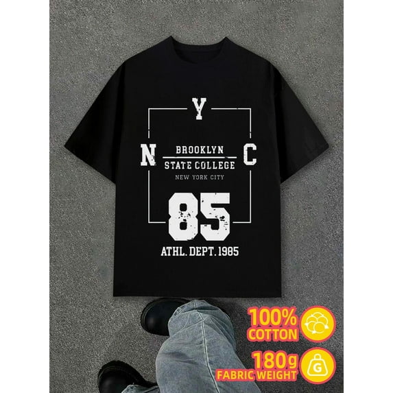 Brooklyn 85 NYC mens black 180G 100% Cotton Hip-hop street style Unique ...