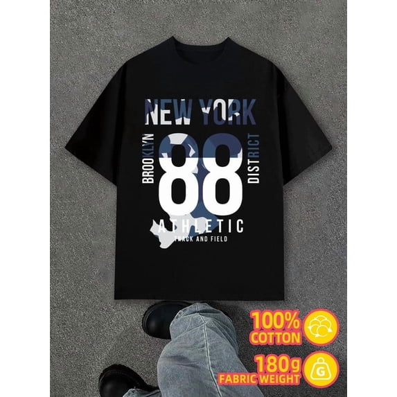 Brooklyn 888 men's black 180G 100% Cotton fun and playful,cool T-shirt ...