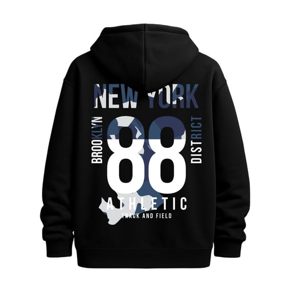 Brooklyn 888 sweatshirt for men hoodies black Casual Solid Basic Hooded ...