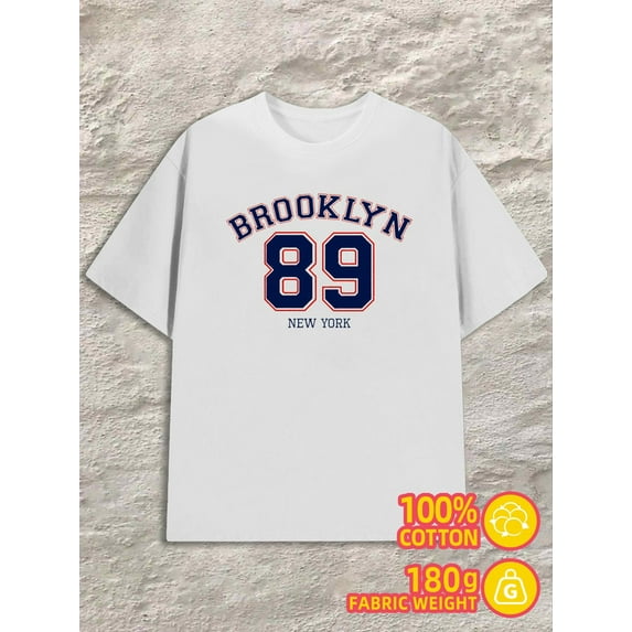Brooklyn 89 Tee men's 180G 100% Cotton white Unique Design Unisex Shirt ...