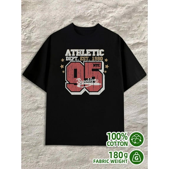 Brooklyn 95 T-Shirt men's black 180G 100% Cotton spring and summer ...