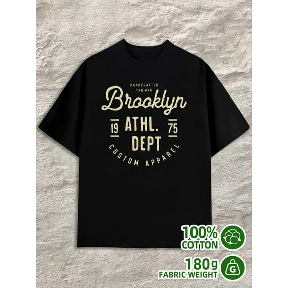 Brooklyn Athletic Dept men black 180G 100% Cotton All-season fitness ...