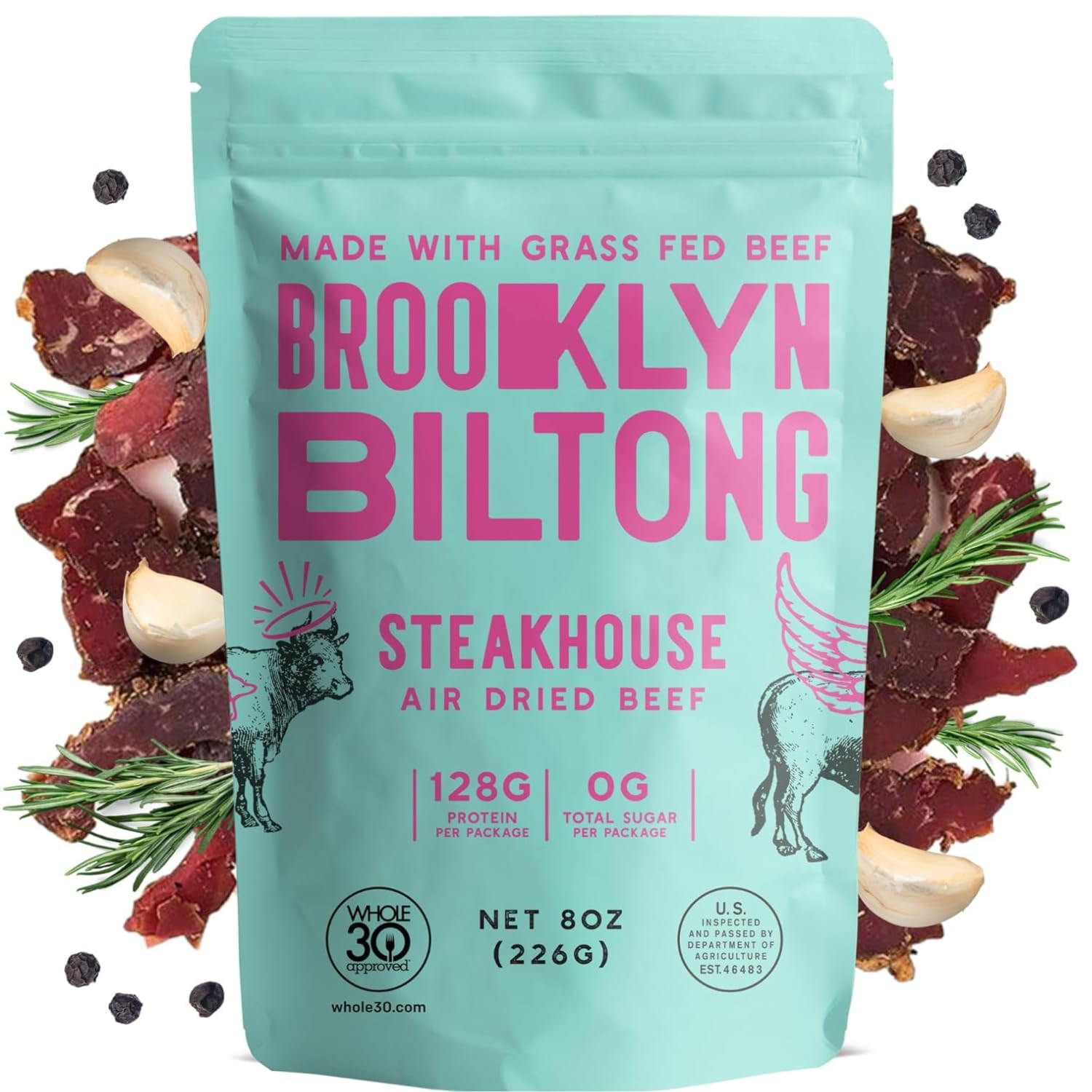 Brooklyn Biltong Air Dried Grass MDA05 Fed Beef Snack, South African Beef Jerky (8 oz, Pack of 1 ...