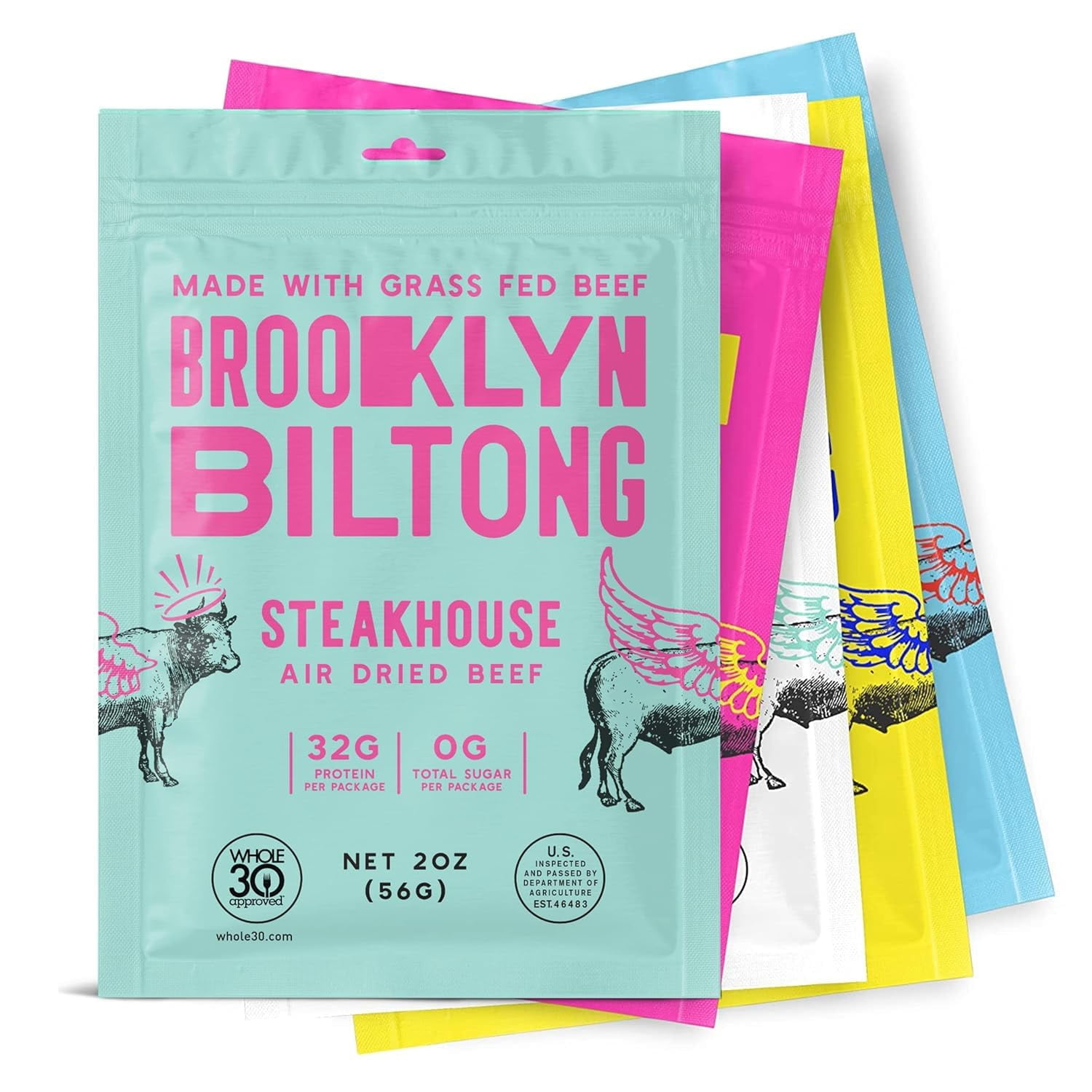 Brooklyn Biltong Beef Jerky TI12 Snack - Grass Fed, Whole30, Zero Sugar, Paleo Friendly with No ...