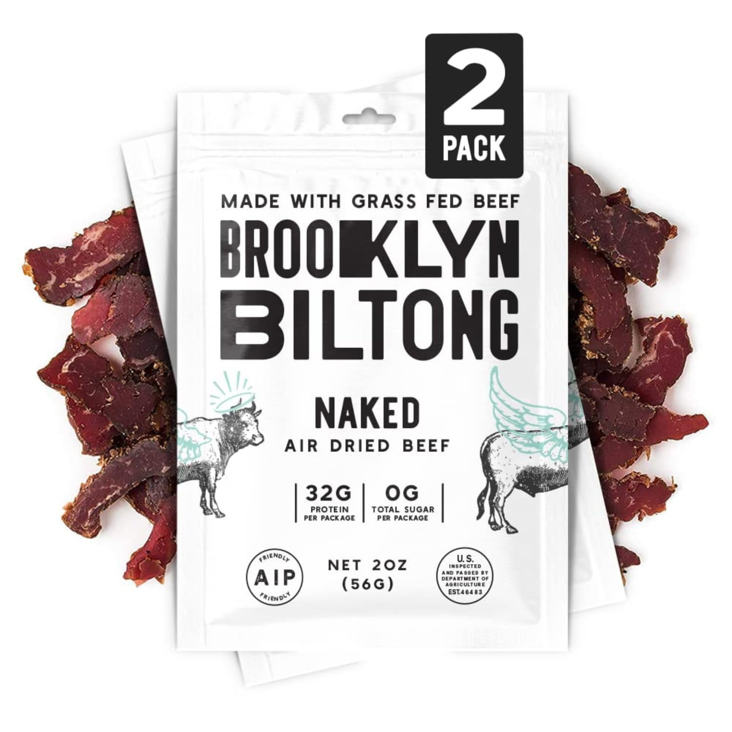 Brooklyn Biltong Carnivore Snack, ESF27 Air Dried Grass Fed Beef, South African Beef Jerky (2 oz ...