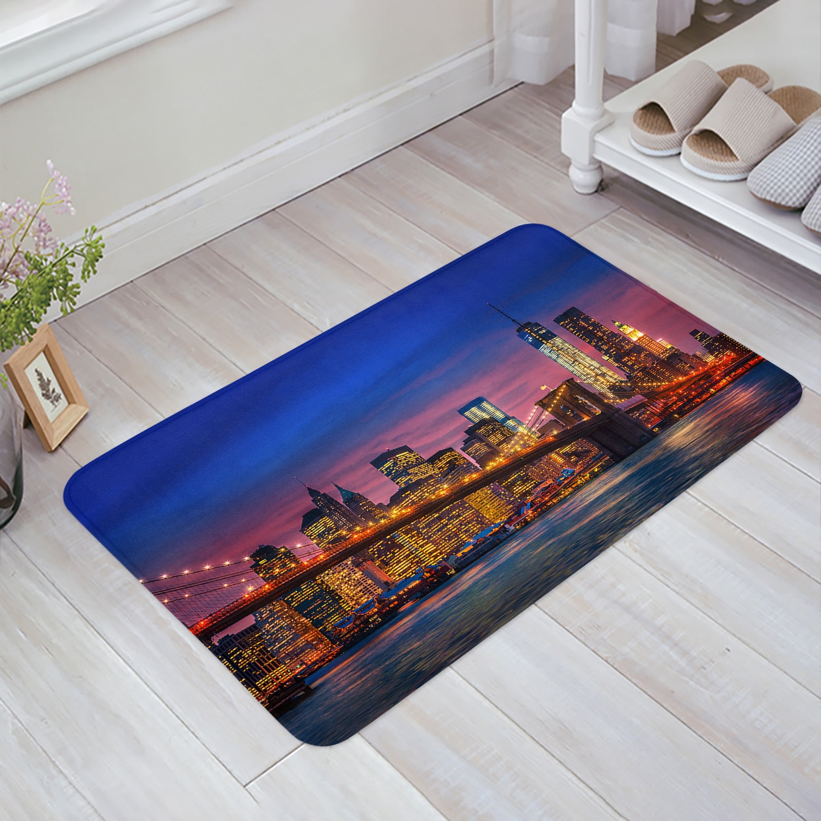 Brooklyn Bridge Building Night View Entrance Doormat Kitchen Mat Carpet ...