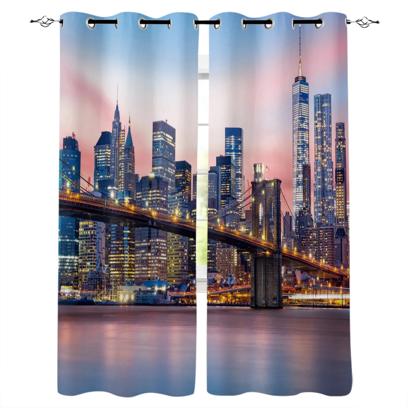 Brooklyn Bridge Manhattan Architecture Modern Curtains For Living Room Bedroom Kitchen Window ...