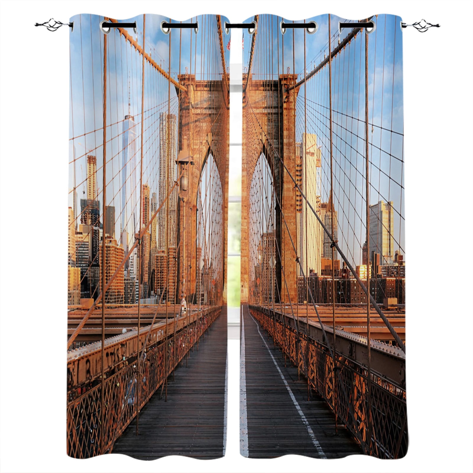 Brooklyn Bridge Manhattan Architecture Modern Curtains For Living Room ...