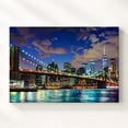 Brooklyn Bridge Night Poster Illuminated Nyc Skyline Over East River ...
