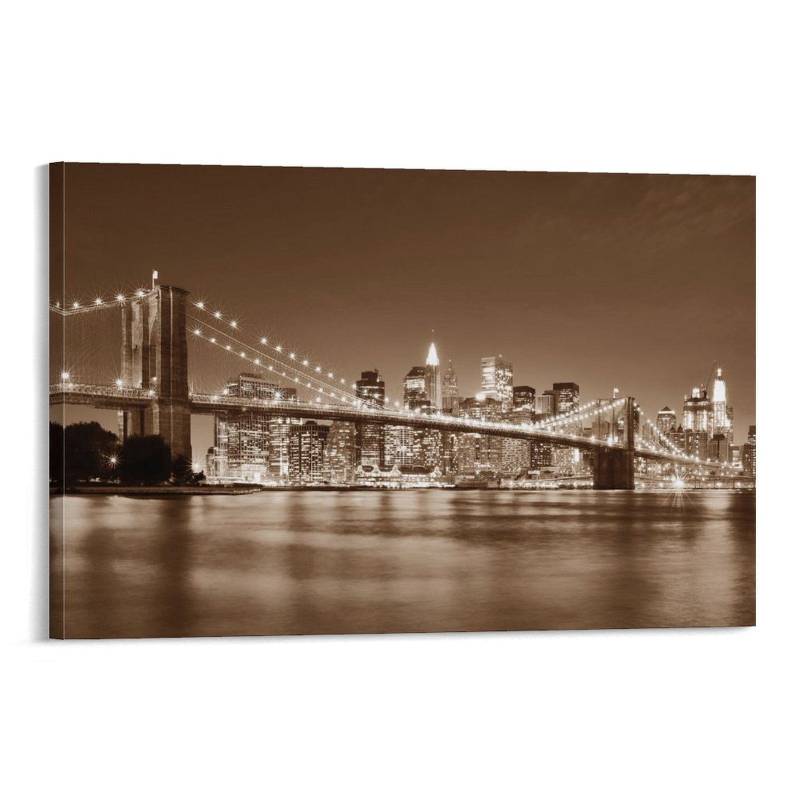 Brooklyn Bridge, Night View, Landscape, , Moon, Night, New York, Scene ...