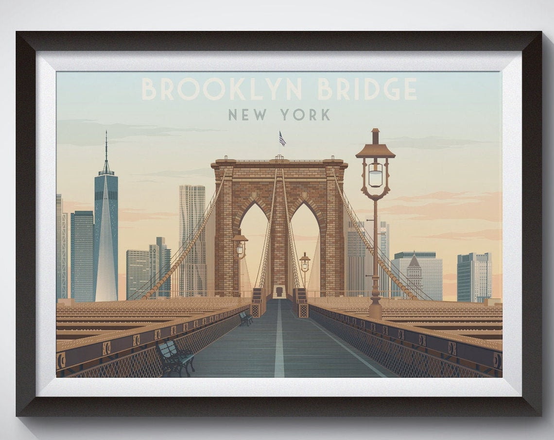 Brooklyn Bridge Poster, New York City Travel Poster, Nyc Usa, Manhattan ...