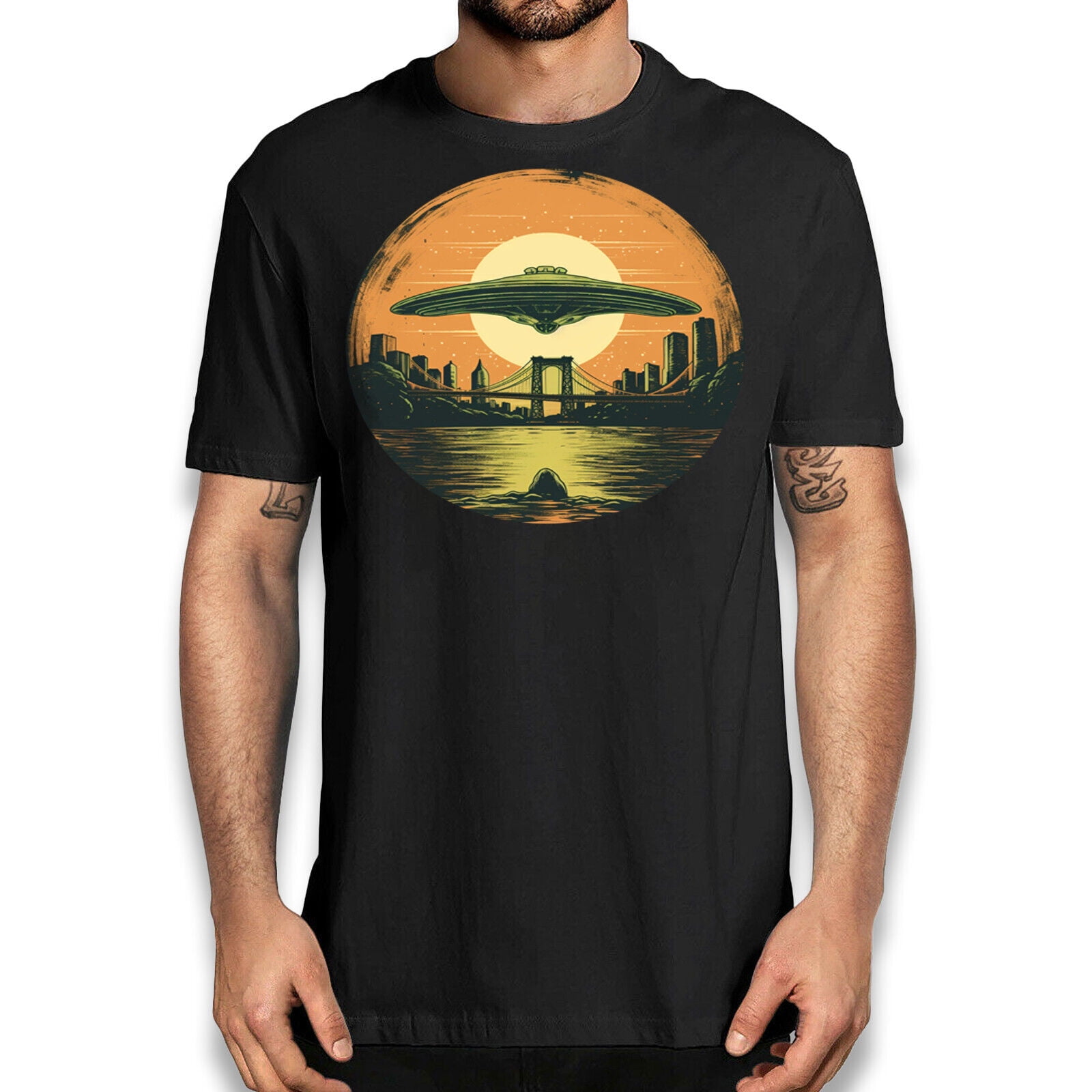 Brooklyn Bridge UFO Alien Space Funny UFO T-shirt - Novelty NY Tee Shirt Up to size 4XL ...