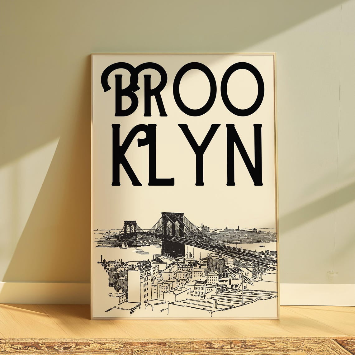 Brooklyn Bridge Vintage Travel Poster, Minimalist City Art, Unframed ...