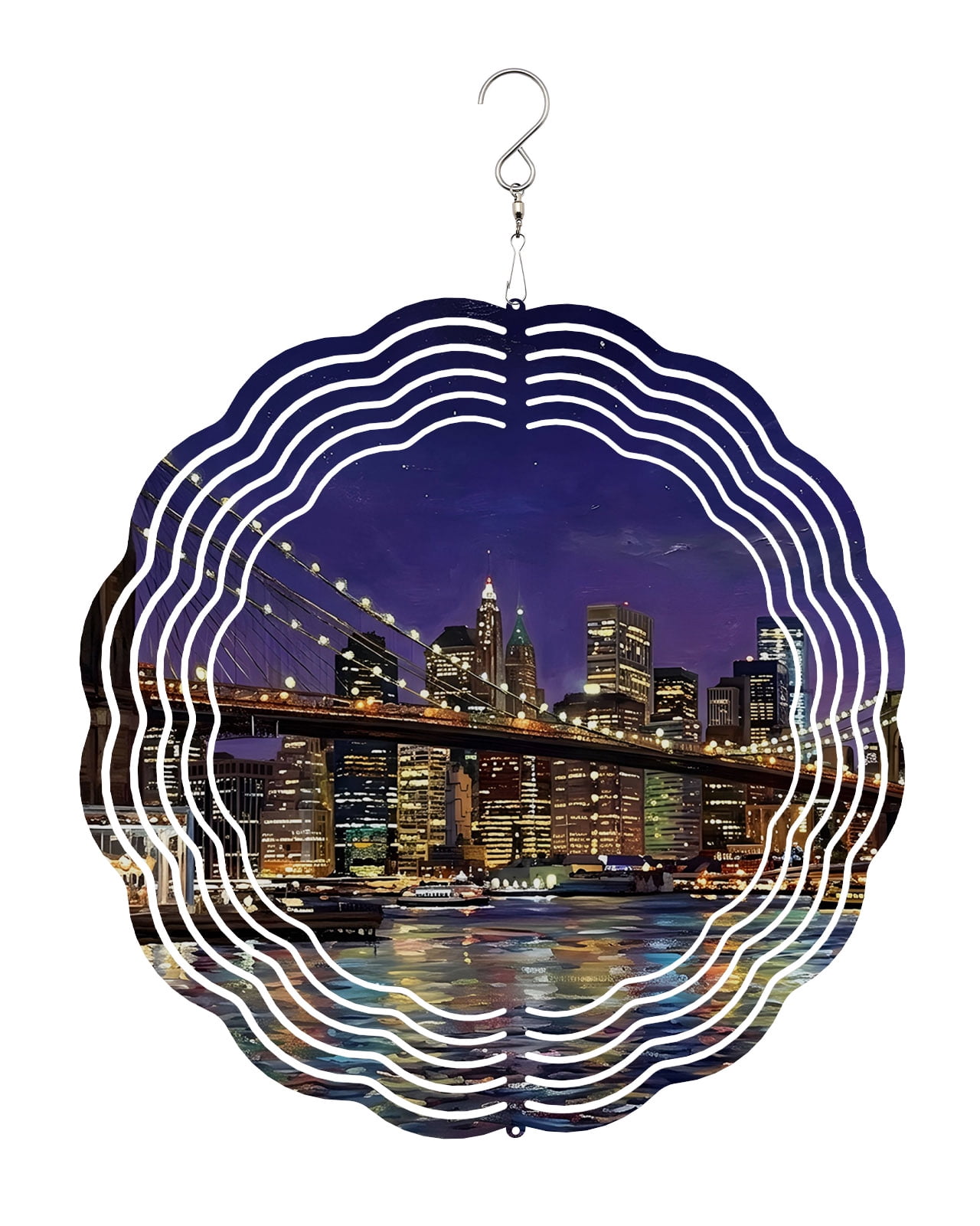 Brooklyn Bridge Wind Spinner for Garden Yard 12In, Night City Urban ...