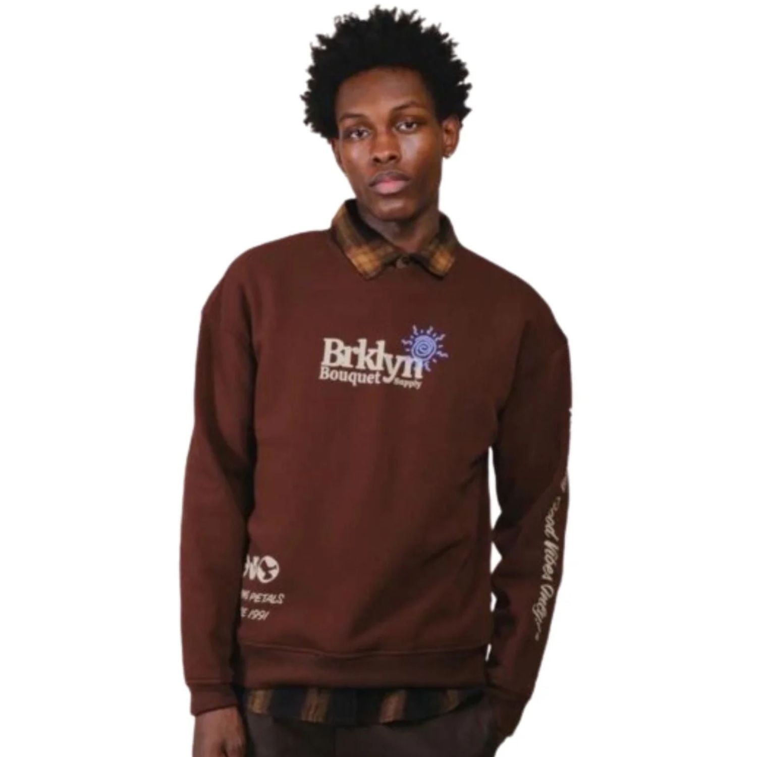 Brooklyn Cloth Dark Mocha, Floral Graphics, BK Floral Shop Crew Neck ...