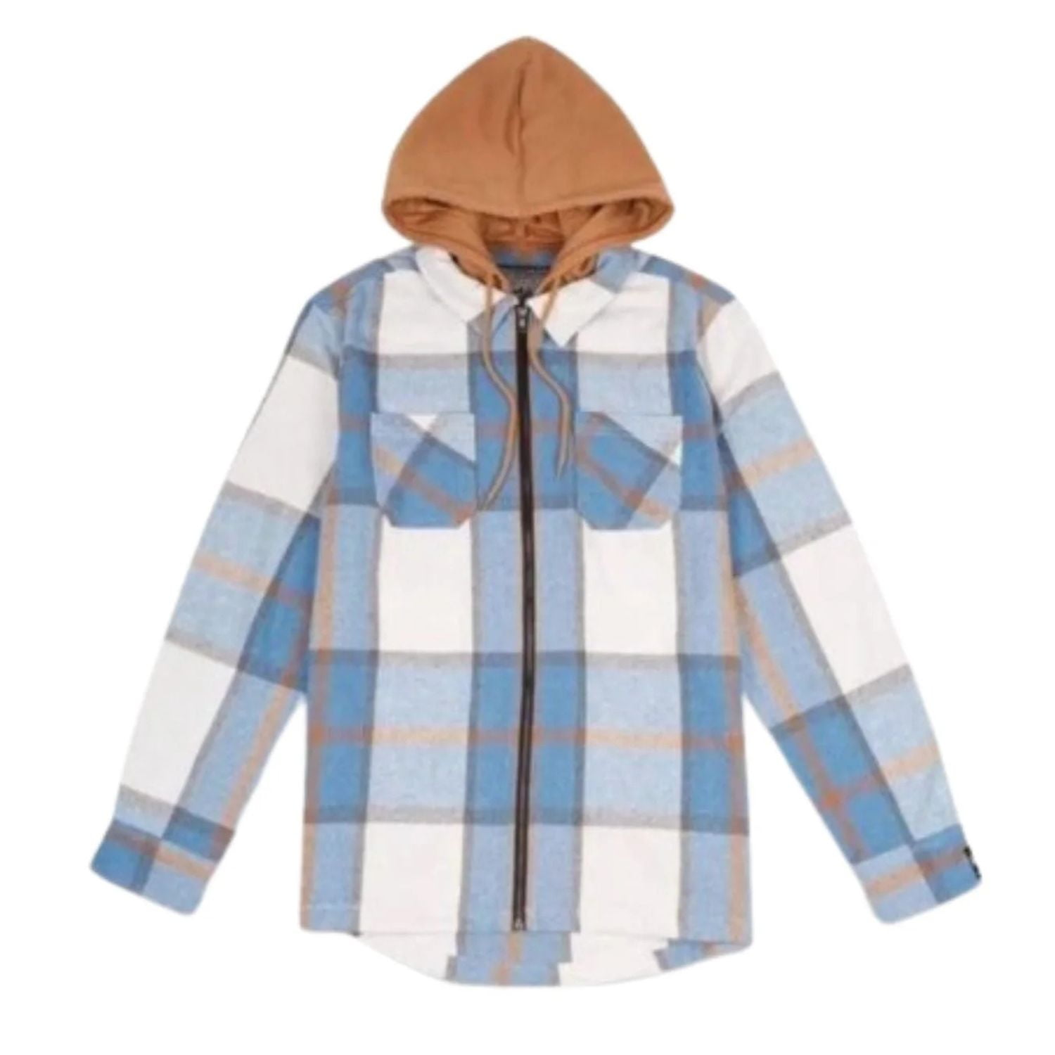 Brooklyn Cloth Flannel Hooded Zip Shacket, Shirt-Jacket, Long Sleeve ...