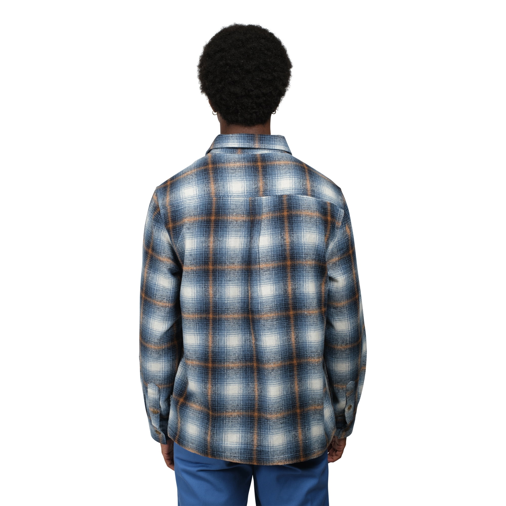 Brooklyn Cloth Men's Heavy Flannel Shacket, Blue Beige Check, X-Large ...