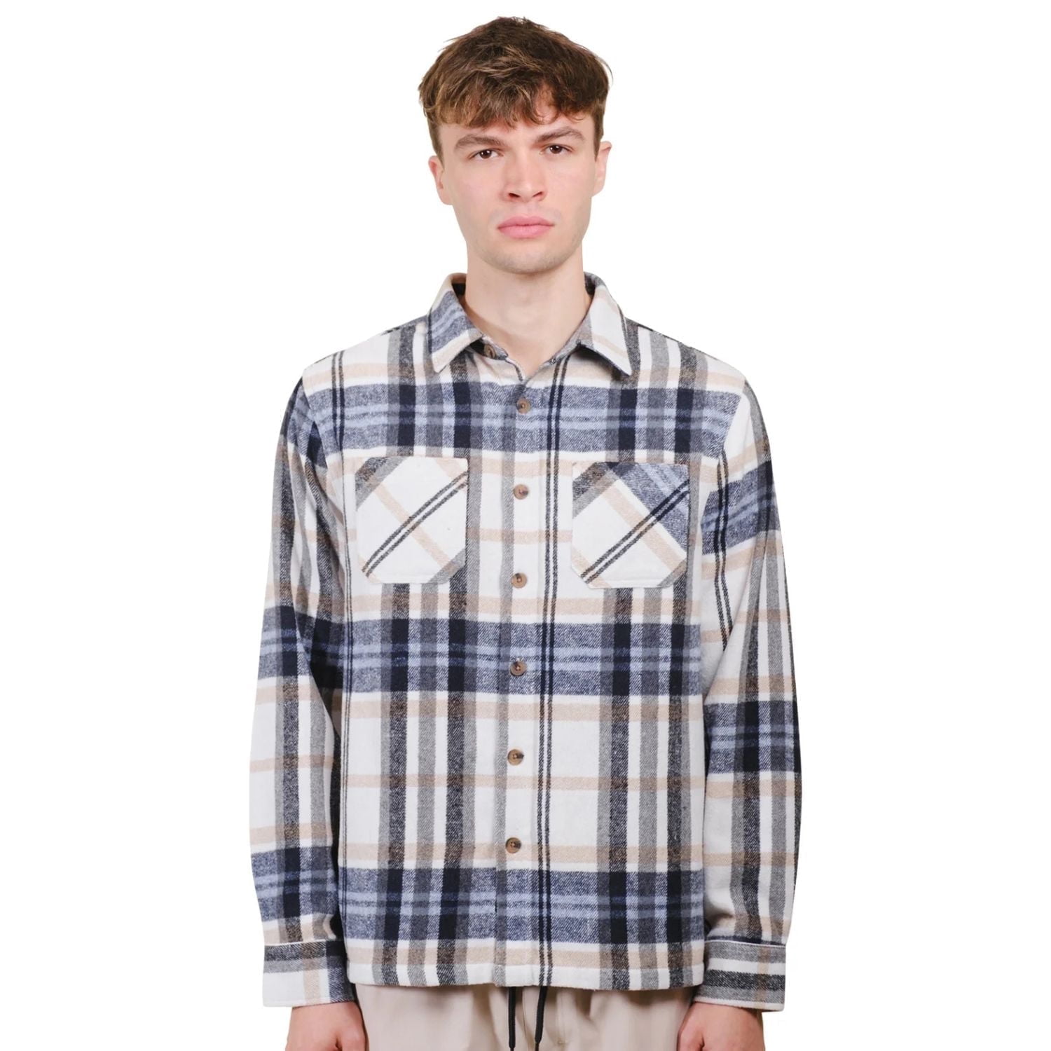 Brooklyn Cloth Men's Heavy Flannel Shacket, Check Plaid, Button Front ...