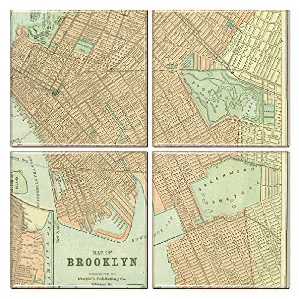 Brooklyn Coaster Of Vintage Map (Set Of 4) - Walmart.com