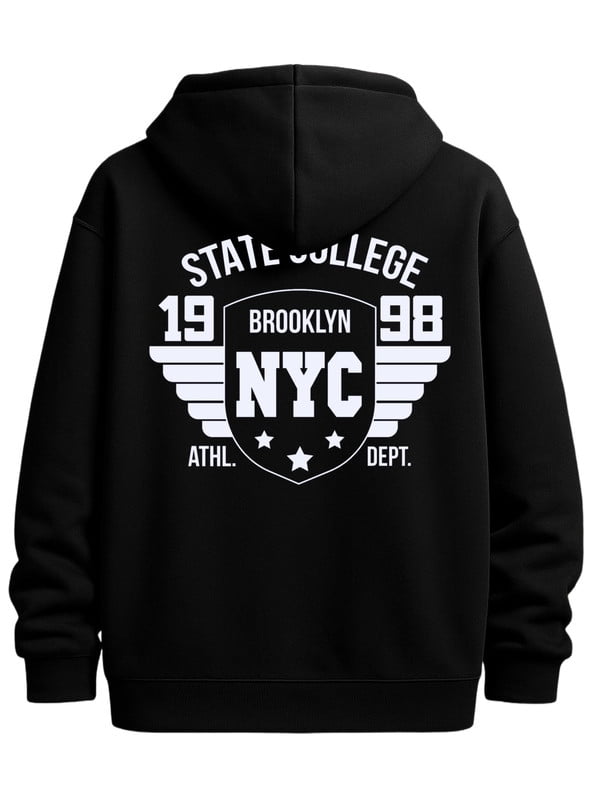 Brooklyn College Hoodie hoodies mens long sleeve black Solid Color ...