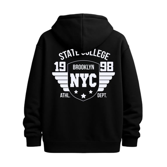 Brooklyn College Hoodie hoodies mens long sleeve black Solid Color ...