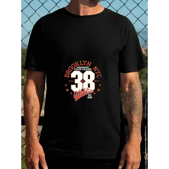 Brooklyn College Tee men Exercise 180G 100% Cotton black Dumbbell ...