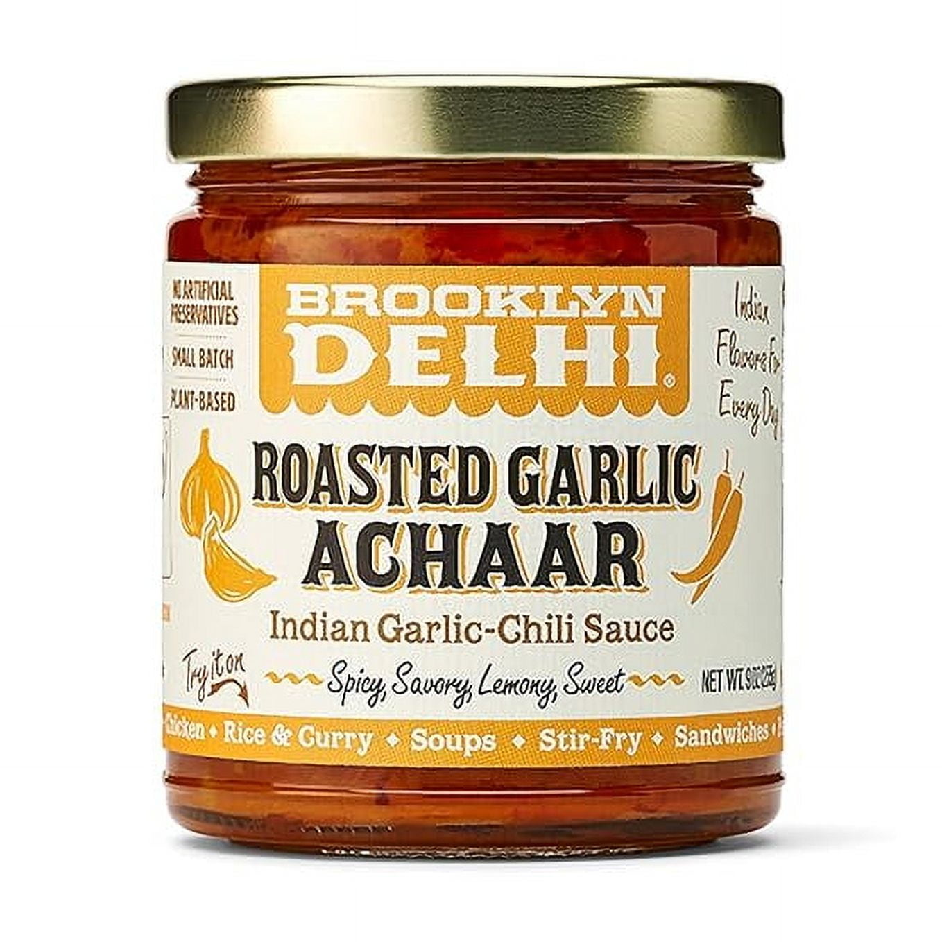 Brooklyn Delhi Roasted Garlic Achaar - 9 Ounces - Spicy, Lemony, Savory ...