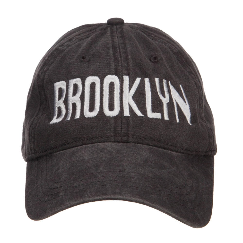 Brooklyn Embroidered Washed Cap - Black OSFM - Walmart.com
