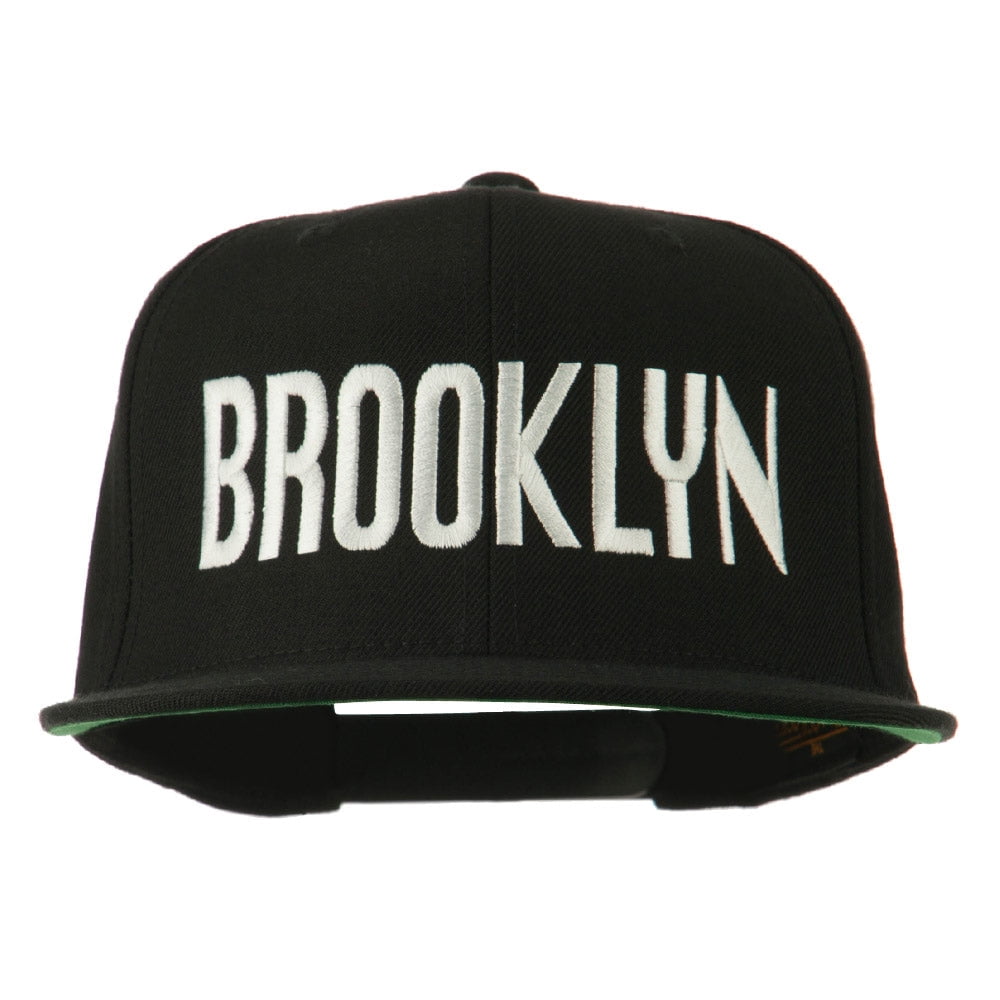 Brooklyn Embroidered Wool Snapback Cap - Black OSFM - Walmart.com