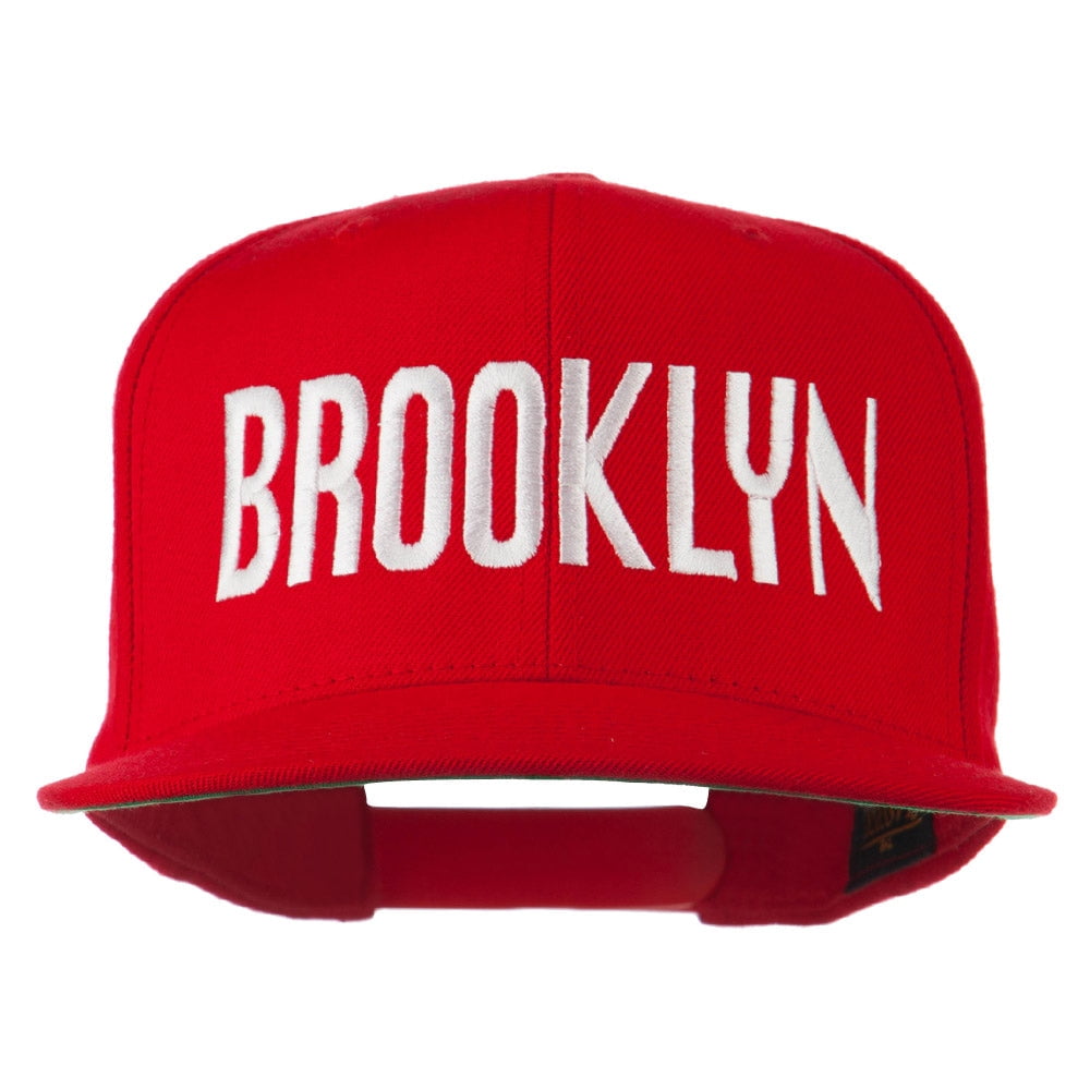 Brooklyn Embroidered Wool Snapback Cap - Red OSFM - Walmart.com