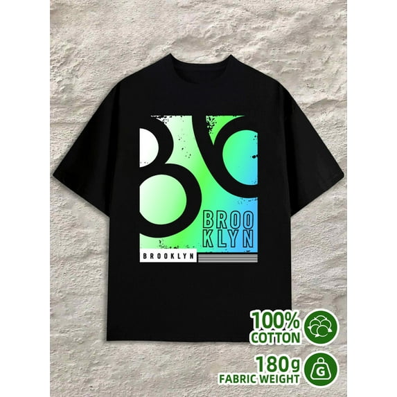 Brooklyn Gradient Tee for men 180G 100% Cotton black Unique Design ...