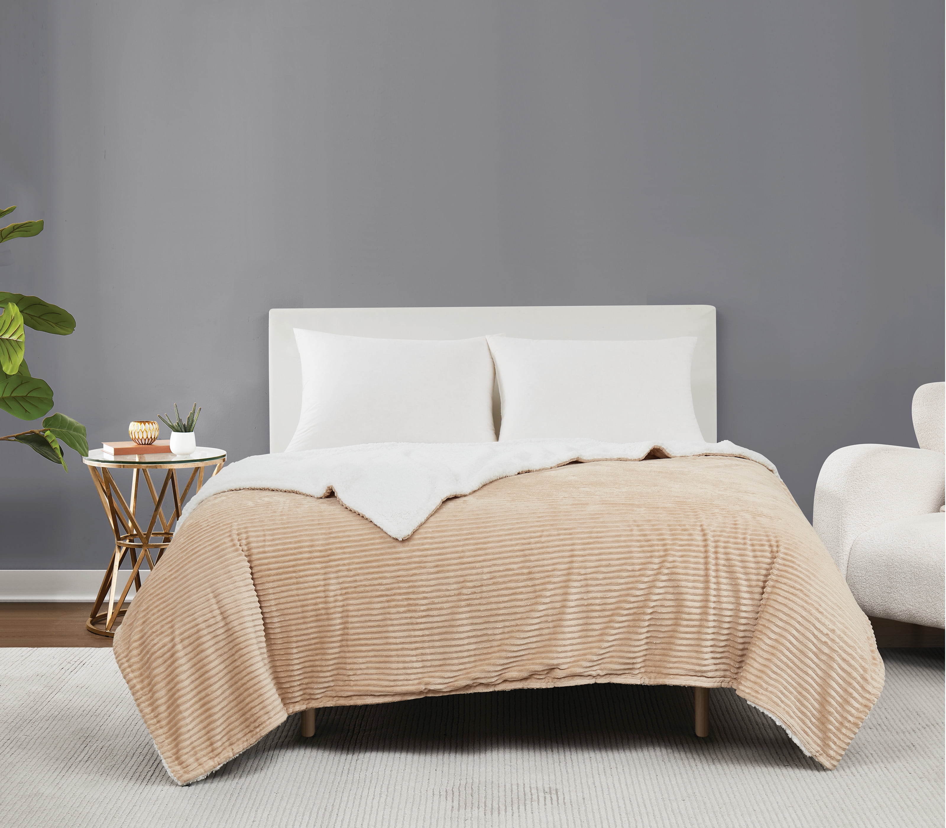 Brooklyn Loom Corduroy Tan 104x90 King Blanket, Textured Solid Color ...