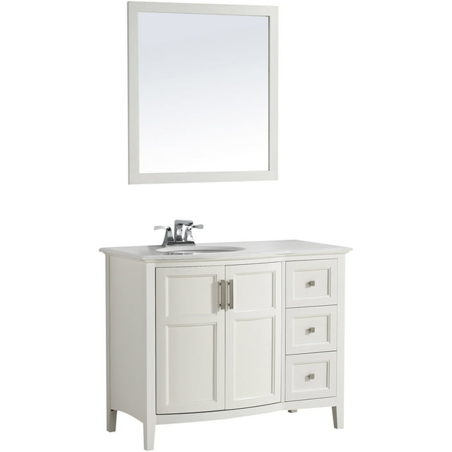 Brooklyn + Max Wilshire 42" Rounded Front Bath Vanity in Soft White ...