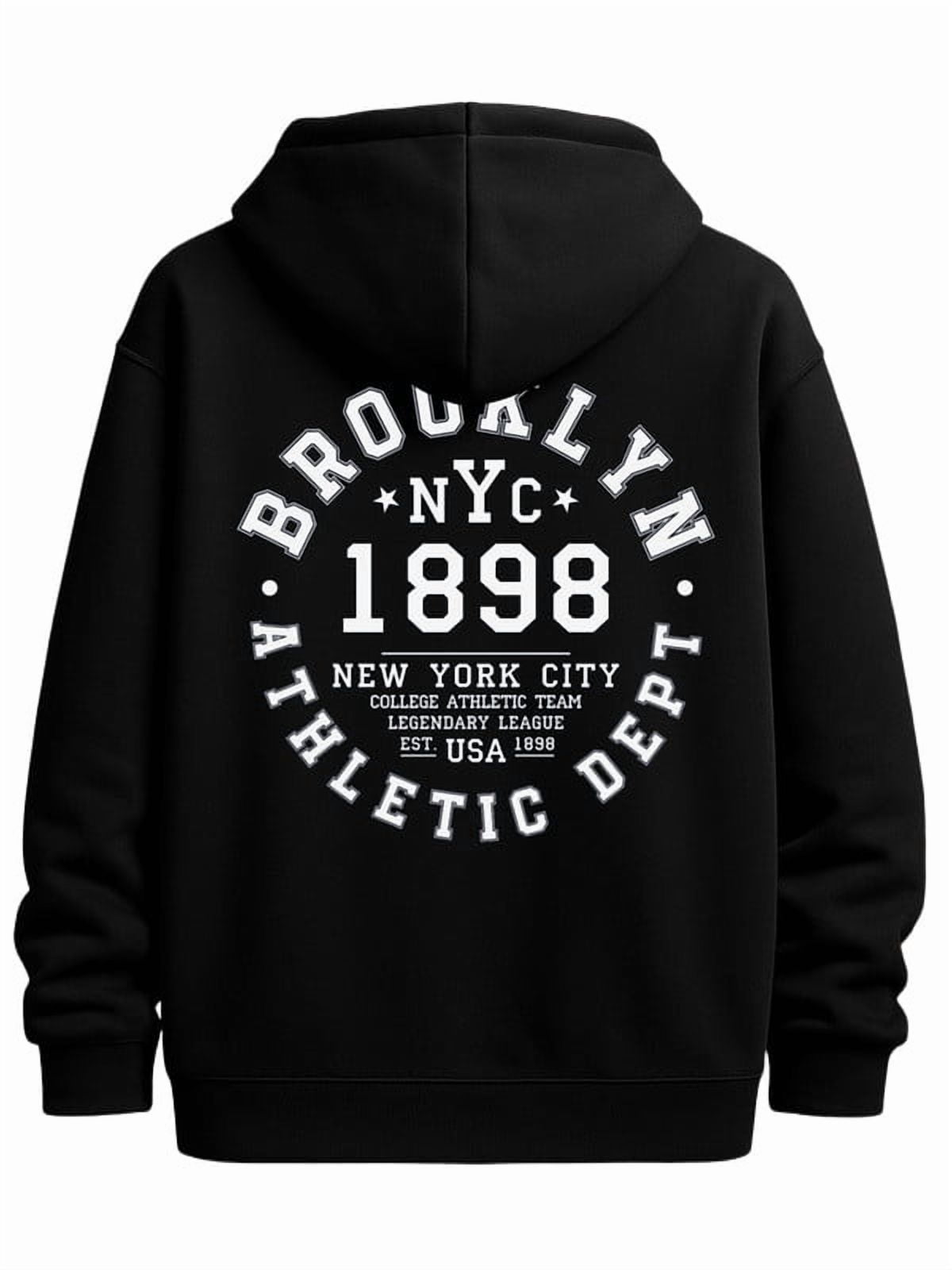 Brooklyn NYC 1898 sweatshirt men regular fit black Warm and lightweight ...