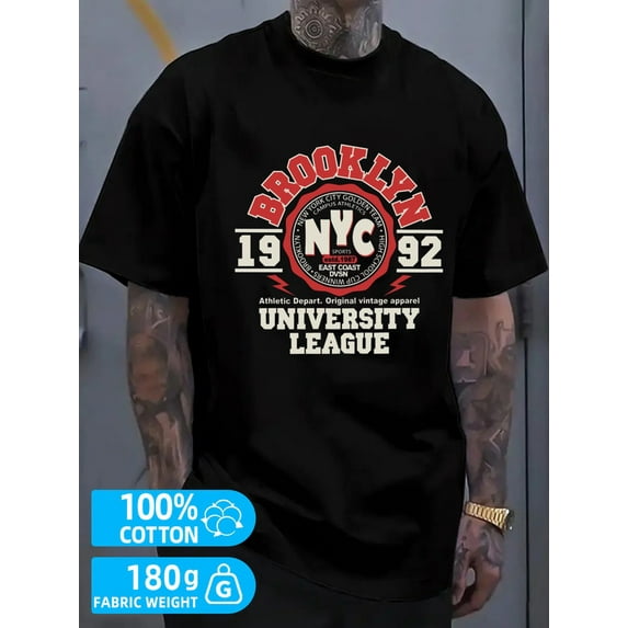 Brooklyn NYC 1992 men's black 180G 100% Cotton Wearable year-round ...