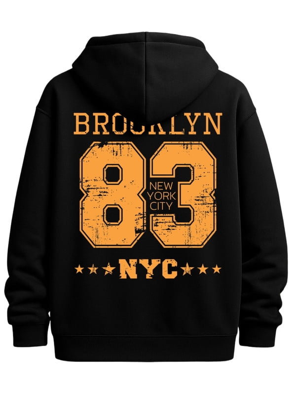 Brooklyn NYC 83 hoodies men's machine washable black Daily and Weekend ...