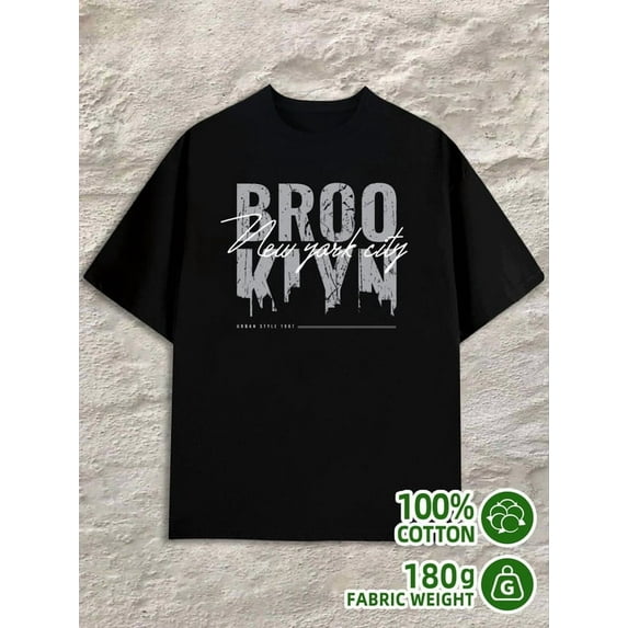 Brooklyn NYC Tee for men 180G 100% Cotton black Basic Unisex Shirt ...