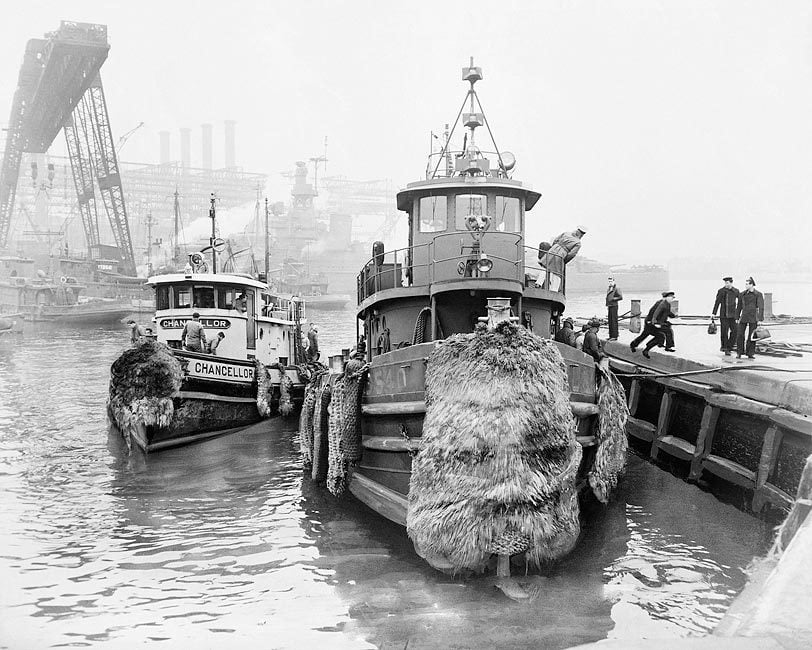 Brooklyn Navy Yard Pier U.S. Tugboat 1946 - 12x18 Inch Laminated Poster ...